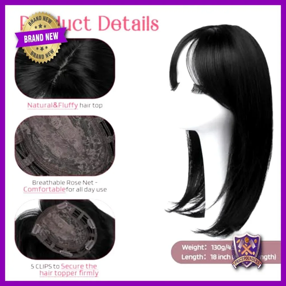 Accessories | Long Layered Hair Topper With Bangs Synthetic Fiber ...